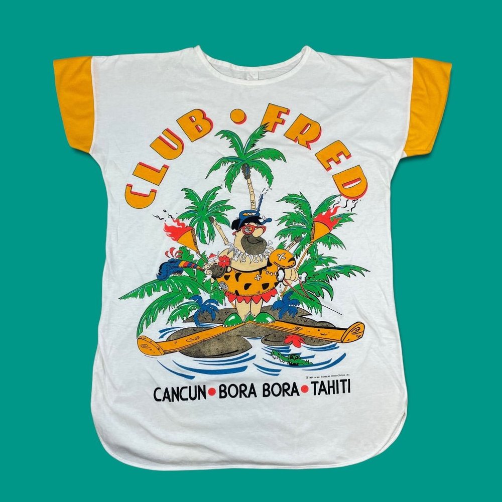 Vintage 1987 Fred Flintstone Cancun Bora Bora Tahiti … - Gem